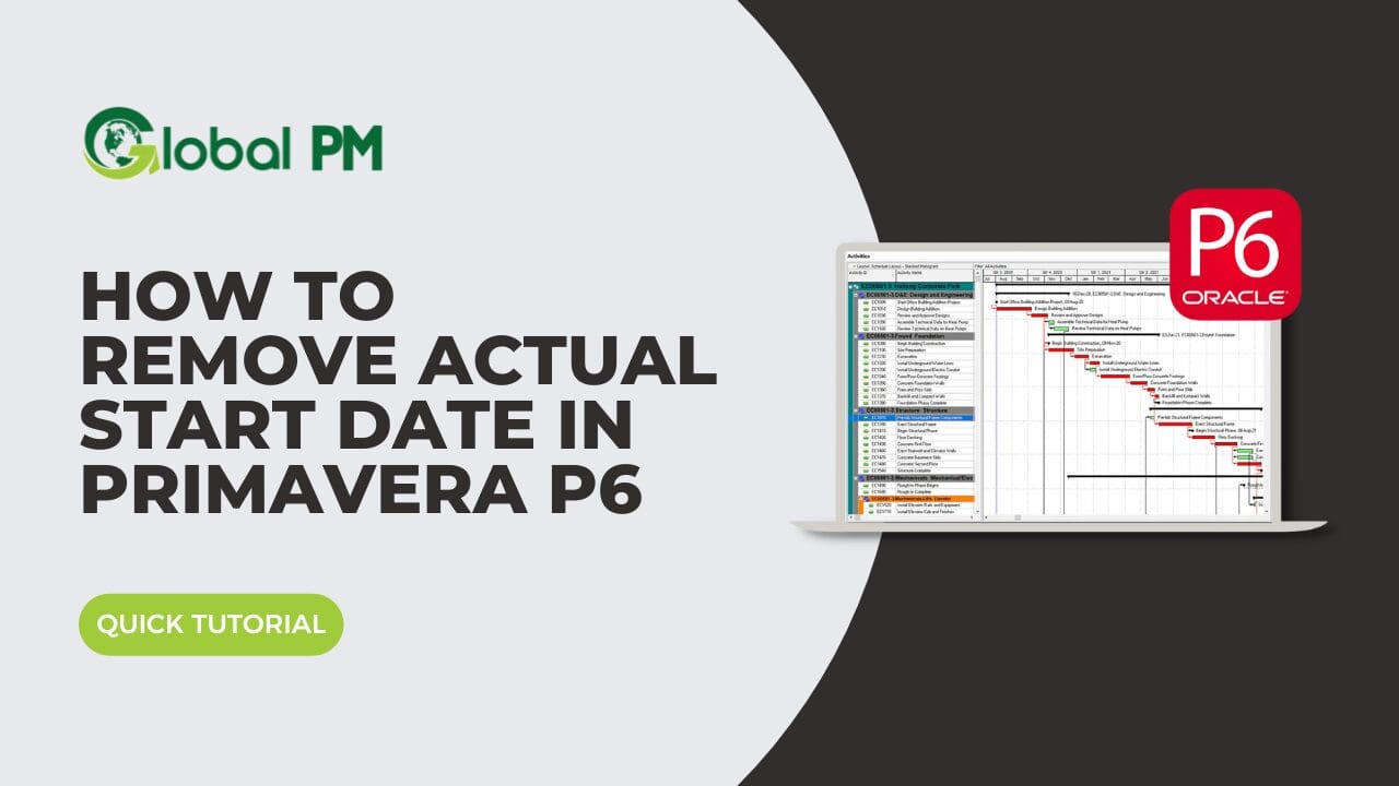 How to Remove Actual Start Date in Primavera P6 - Global PM