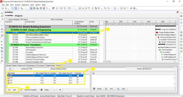 Guide: How to Use Activity Steps in Primavera P6