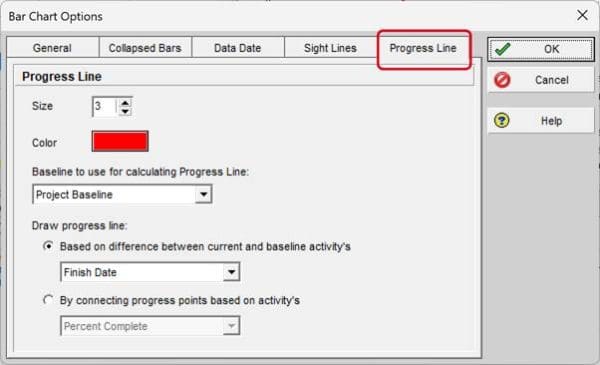 Progress Line in Primavera P6 | Schedule Tracking Tool